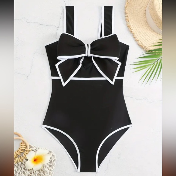 Boutique | Swim | 7 Fashion Bowknot Onepiece Swimsuit Contrast Color ...